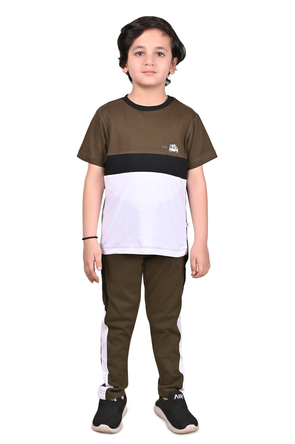 Warm Gary and White Printed Boys Co Ord-Set – BeblaKids